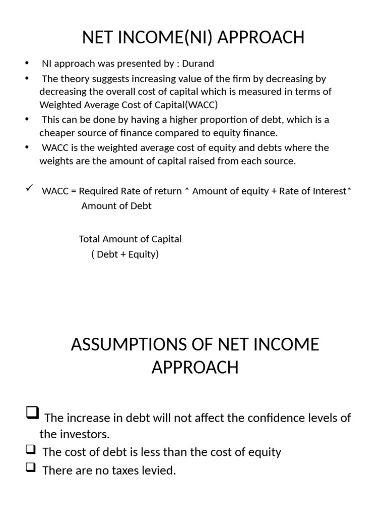 Net Income Approach to Capital Structure | PDF