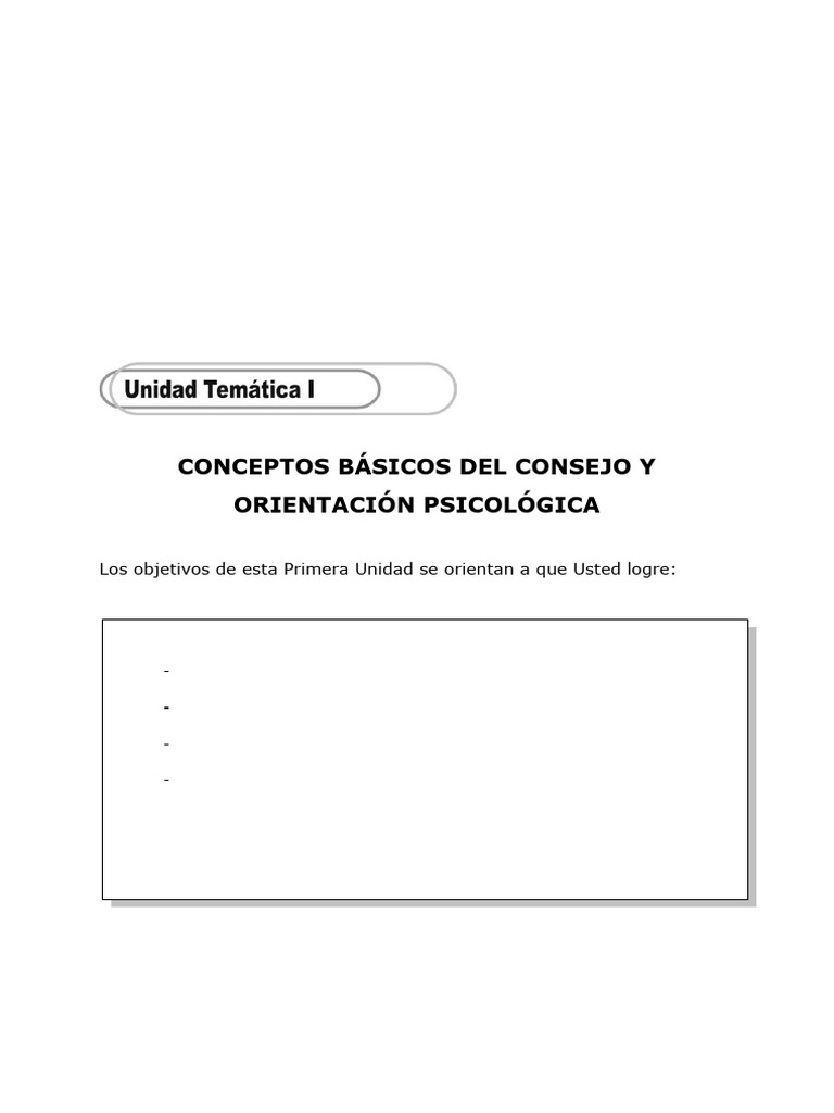 CONCEPTOS BÃ SICOS DEL CONSEJO Y ORIENTACIÃ N PSICOLÃ GICA | PDF | Psicoterapia | Sicología