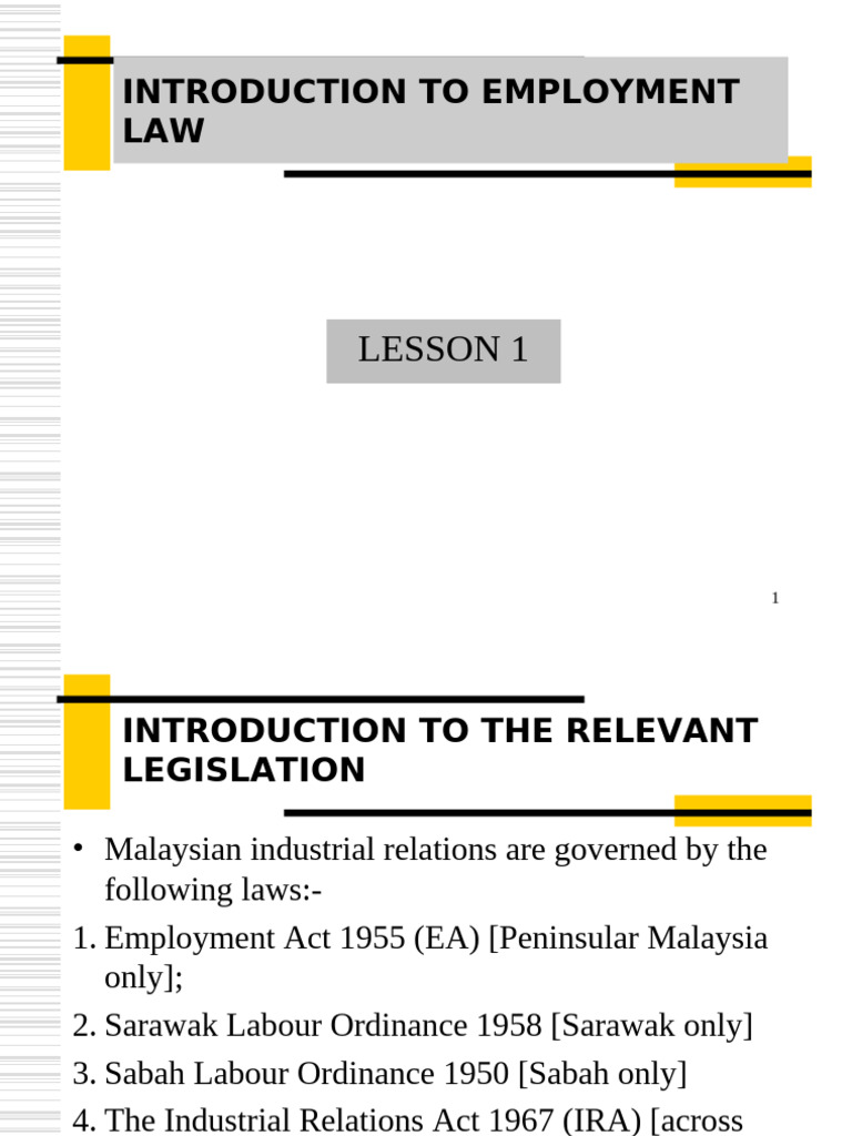 Lesson 1 - Employment Law and Industrial Relations | PDF | Employment ...