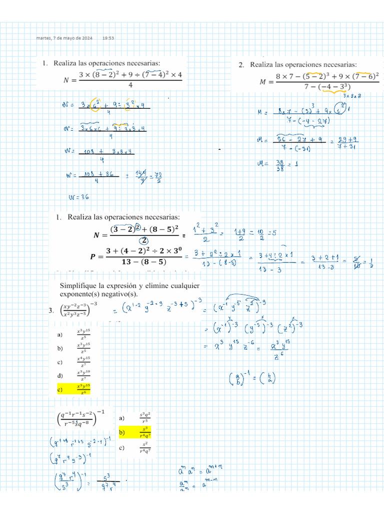 Operaciones Expres para Matematica Basicas | PDF
