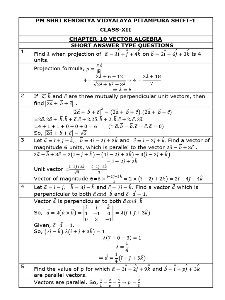 Ch 10 Vectors sol | PDF | Area | Euclidean Vector