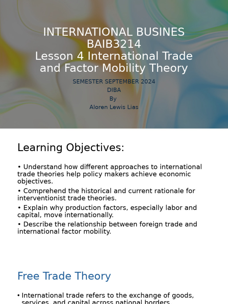 Lesson 4 International Trade and Factor-Mobility Theory | PDF | Non ...