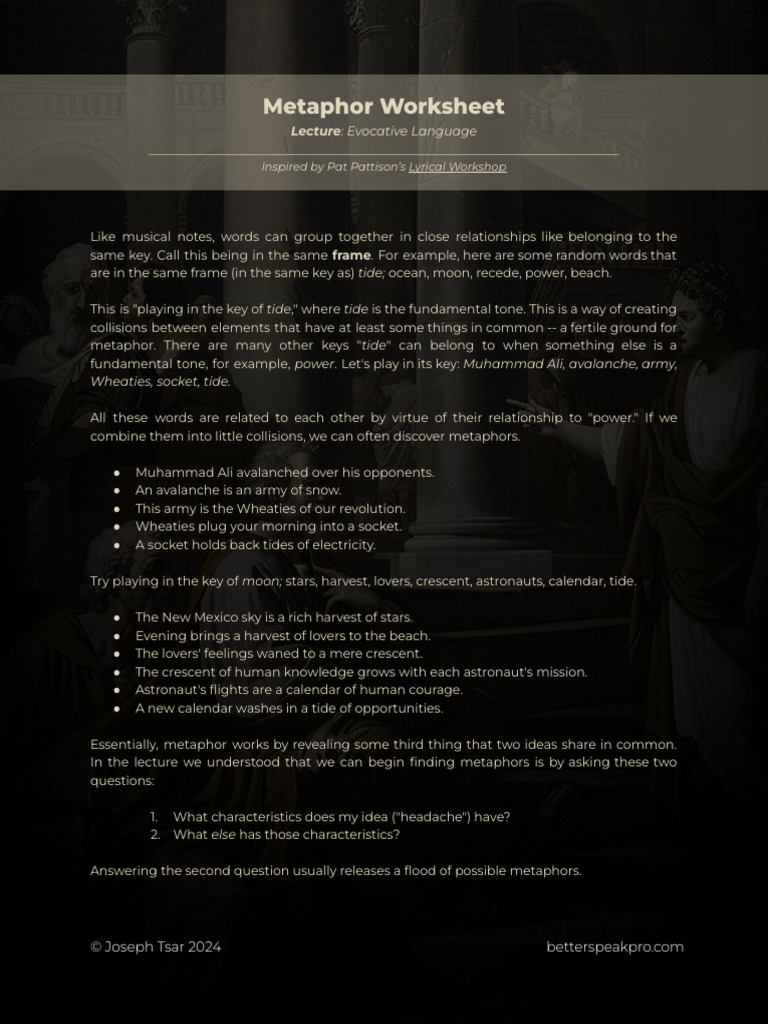 BetterSpeak Metaphor Worksheet | PDF | Adjective