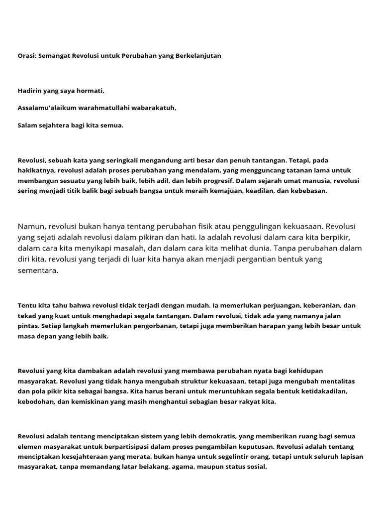 Berikut Adalah Contoh Teks Orasi Tentang Revolusi - 20241118 - 090454 ...