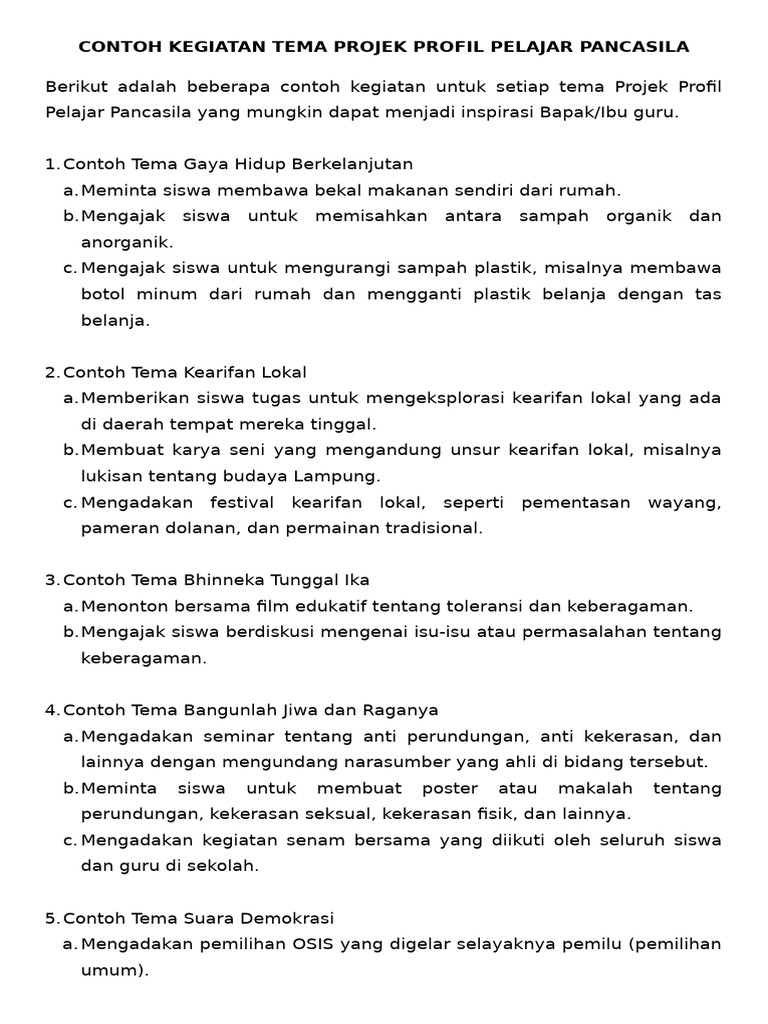 Contoh Project P5 | PDF
