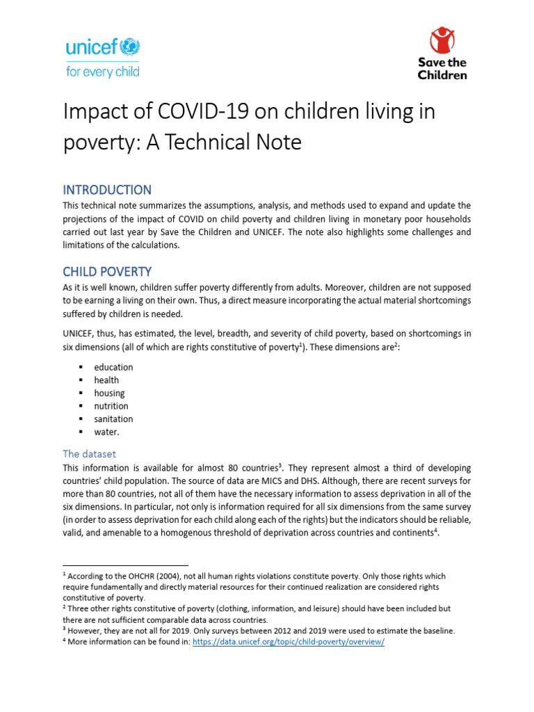 Technical Note Impact of COVID 19 on Child Poverty Second Year 2021 | PDF | Poverty | Poverty ...