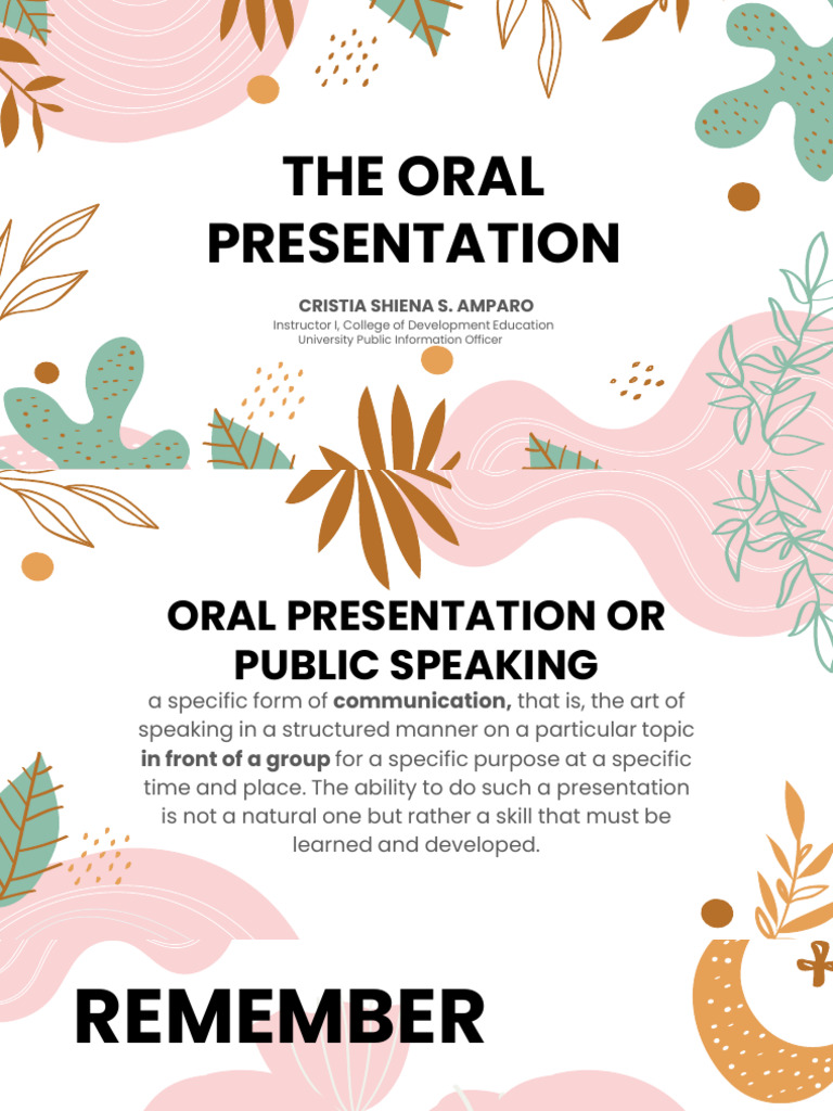 The Oral Presentation | PDF | Rhetoric | Logos