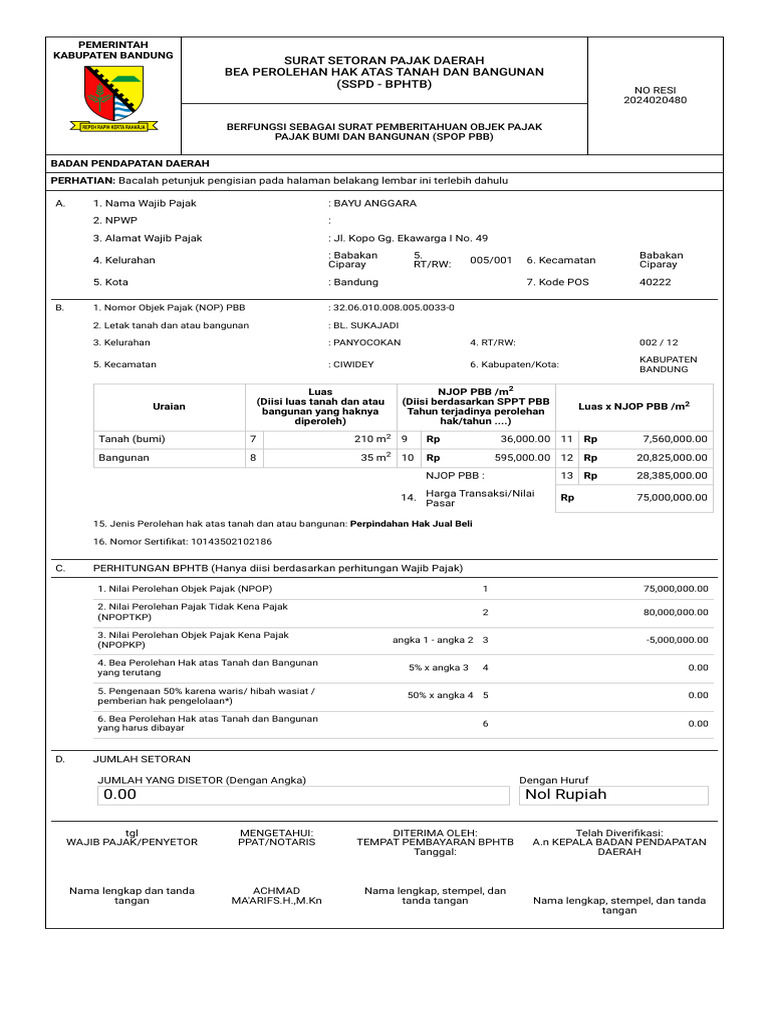 Sspd Bphtb-bayu Anggara | PDF