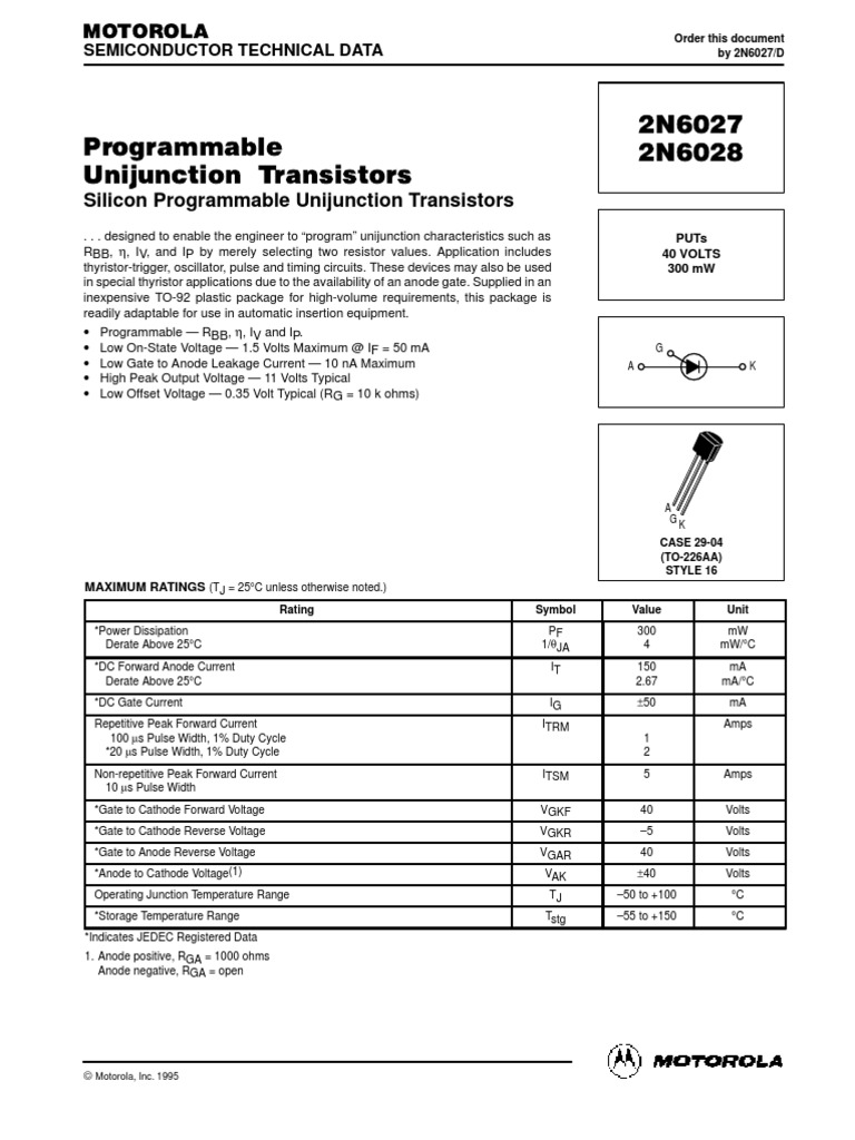 2N6027 | Amplifier | Field Effect Transistor