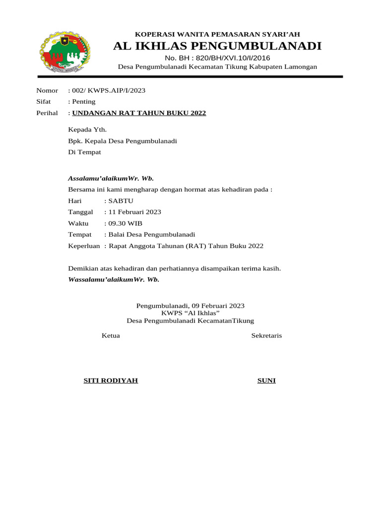 Undangan Rat 1 | PDF