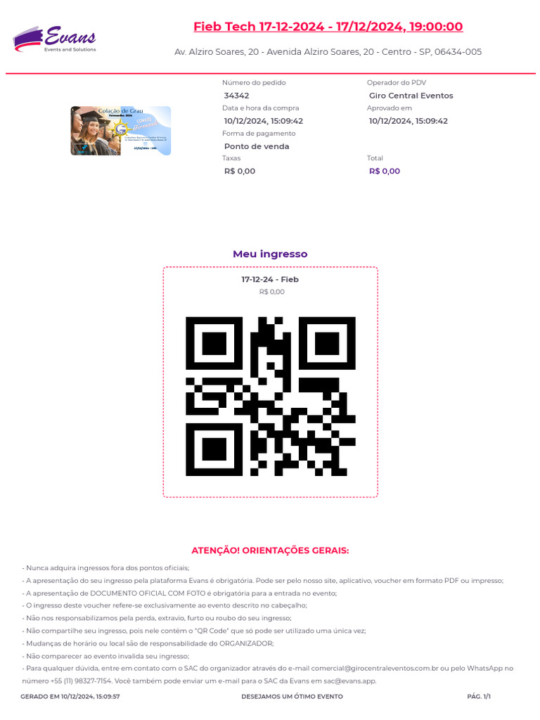 Ingresso 1 Venda 34342 | PDF