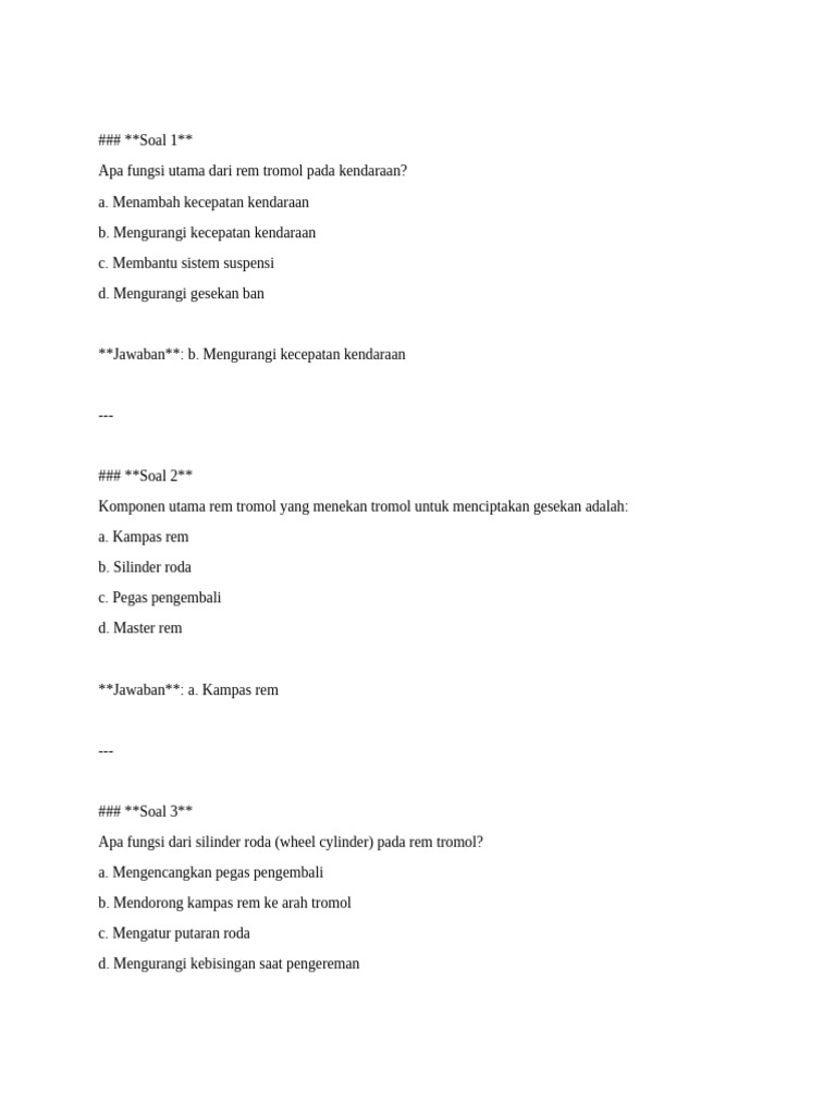Soal Evaluasi Pembelajaran Sasis Semester 1 Kunci Jawaban | PDF