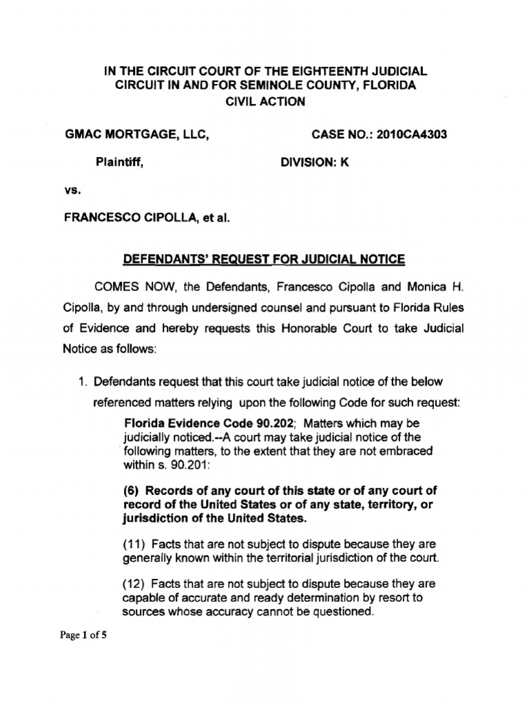 Cipolla - Request for Judicial Notice | U.S. State | Contempt Of Court