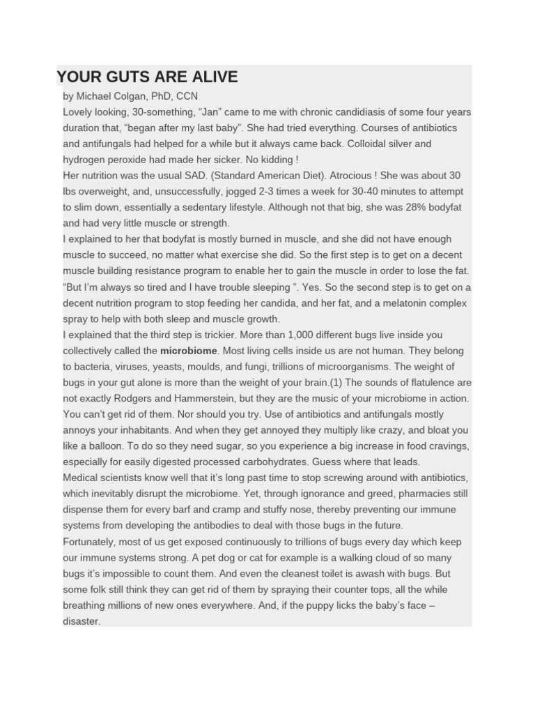 Your Guts are | PDF | Candidiasis | Diseases And Disorders