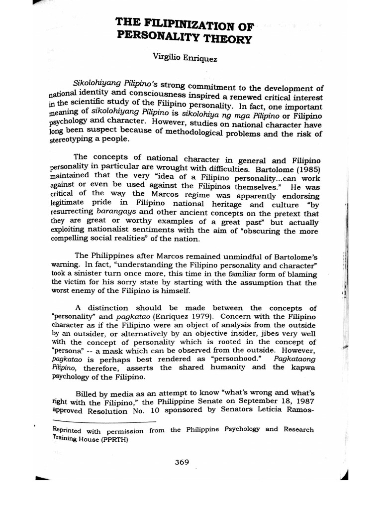 The Filipinization of Personality Theory | PDF