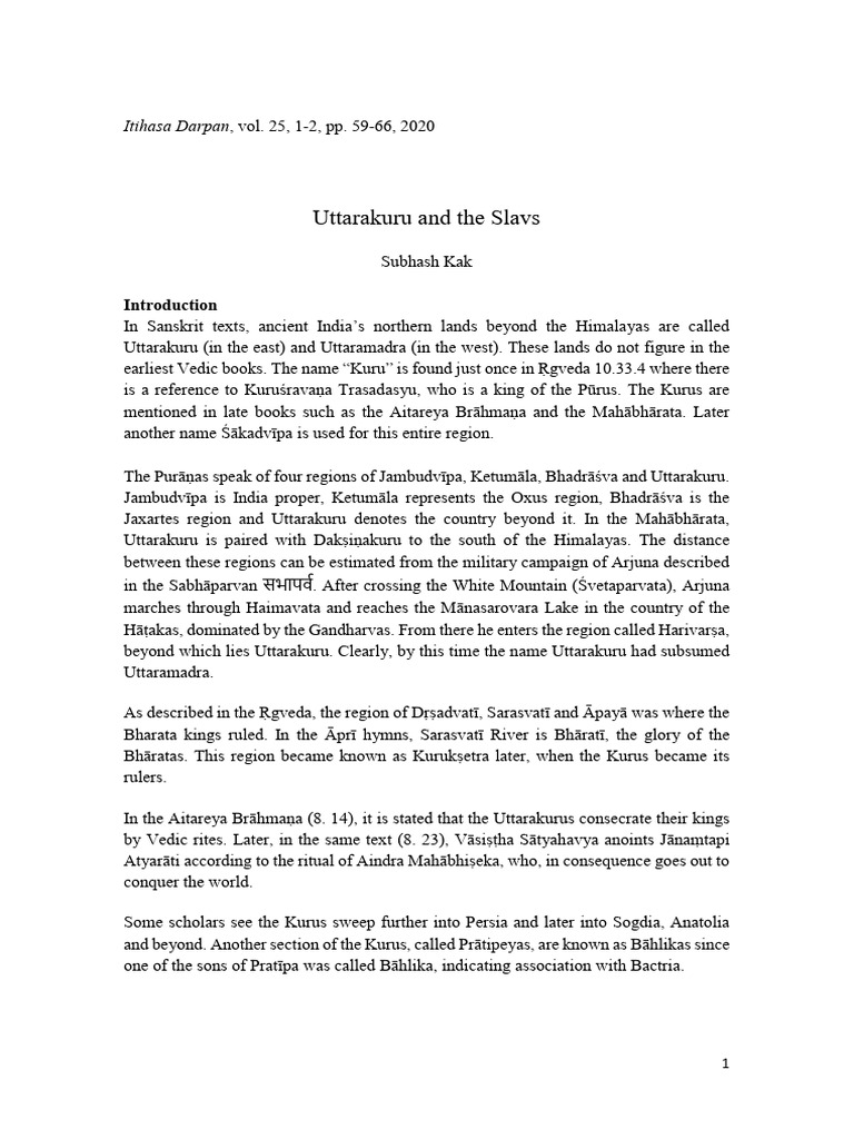 Uttarakuru in Historical Context | PDF | Slavs