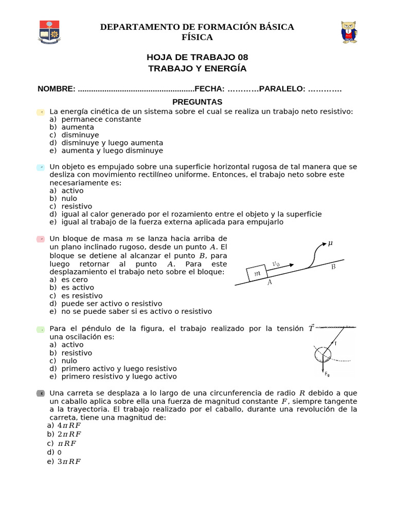Trabajo y Energía en Física | PDF | Masa | Fuerza