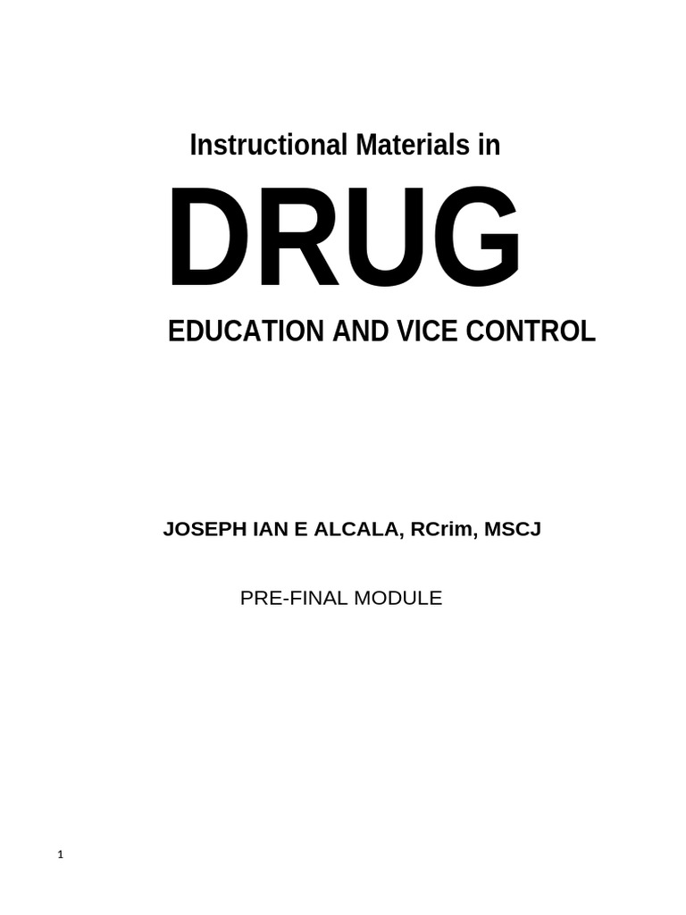 PRE FINAL MODULE DRUGS | PDF | Psychotherapy | Drug Rehabilitation