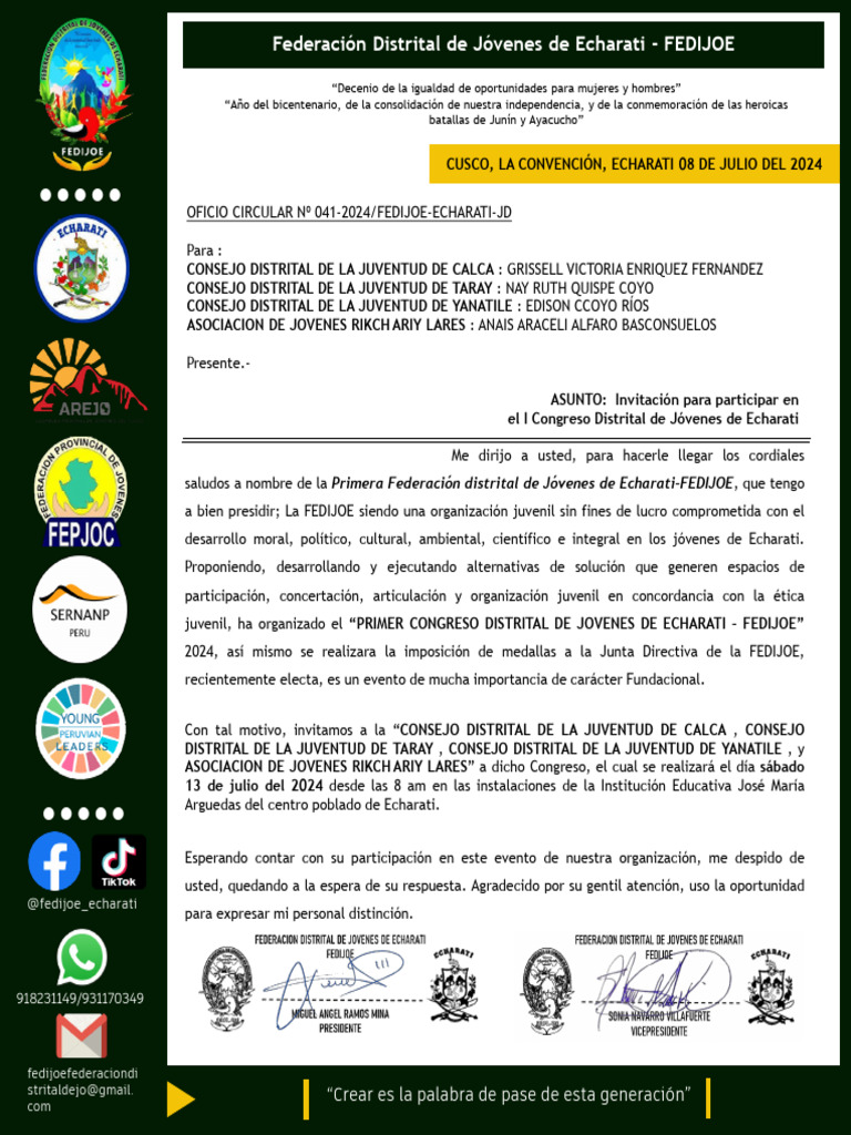 Oficio Circular #041-2024 - 1 | PDF