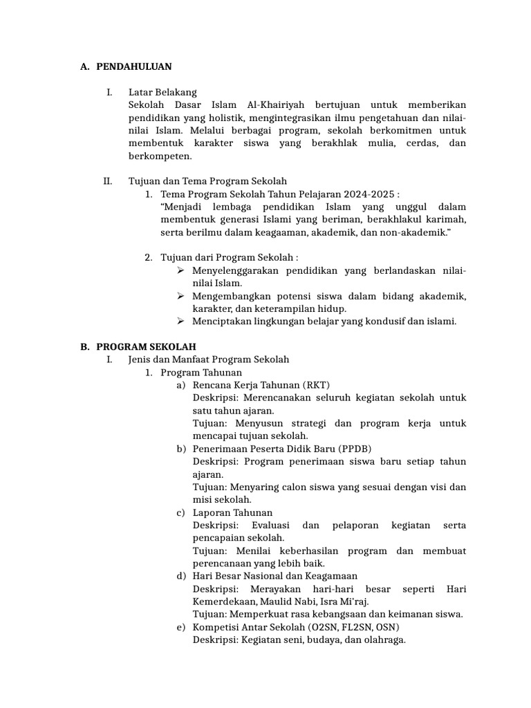 Proposal Program Sekolah Thn. 2024-2025 | PDF