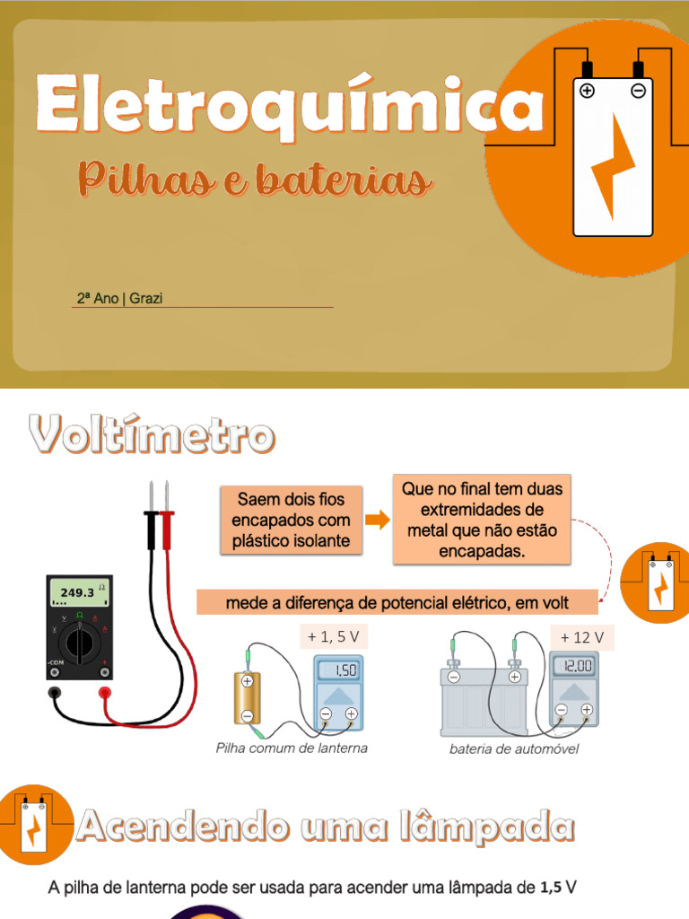 AULA 10 ELETROQUÍMICA - PILHAS_mod | PDF | Eletrodo | Materiais