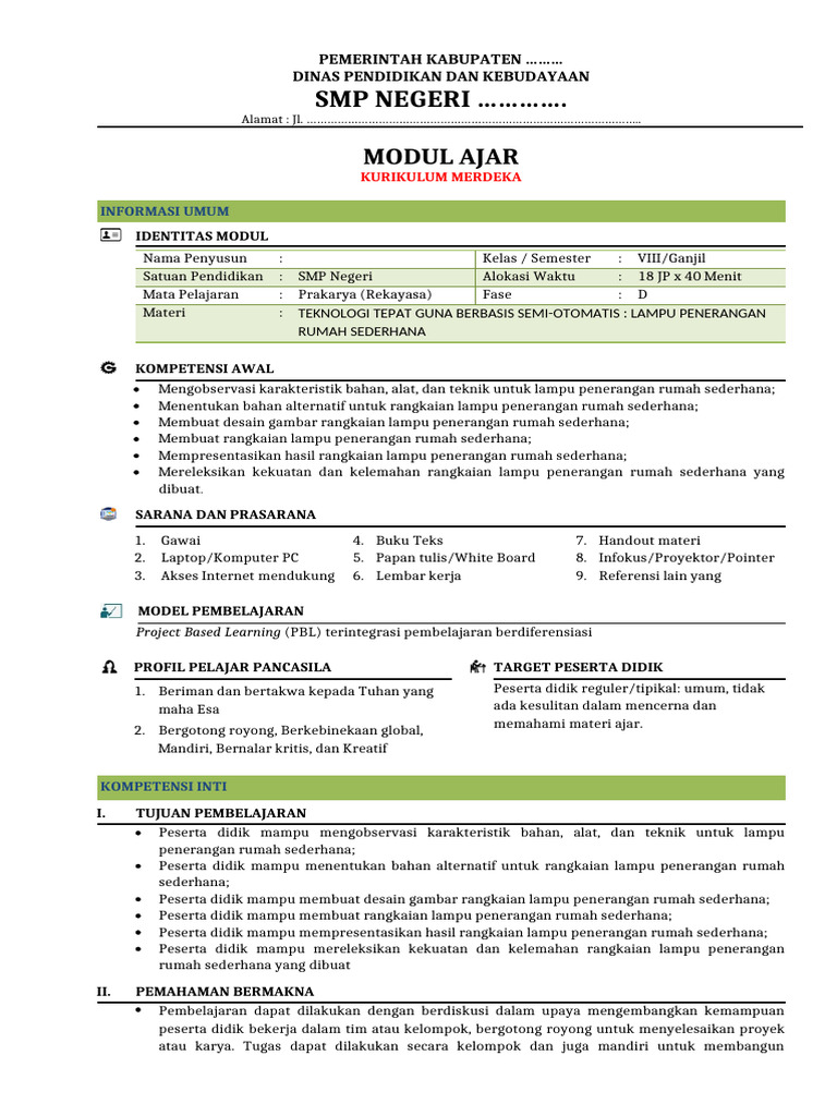 Contoh Prakarya Rekayasa 8 Kurmer | PDF