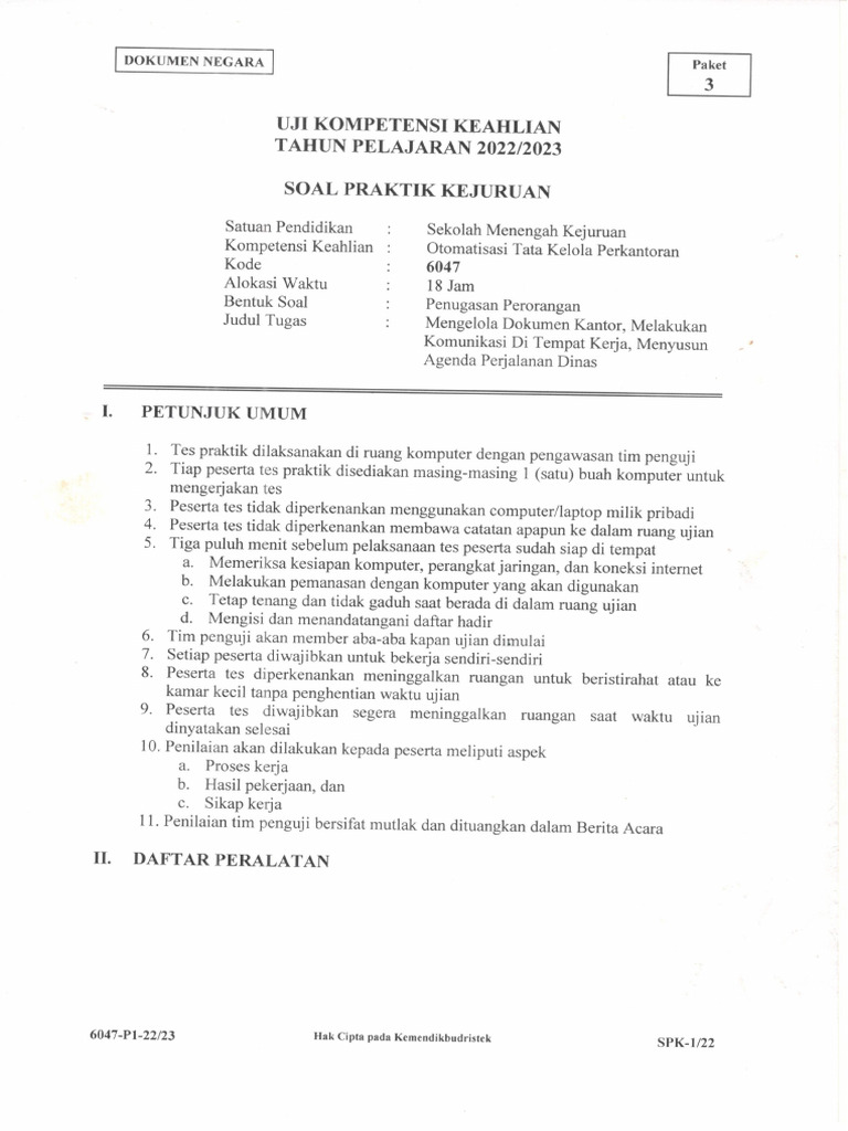 Latihan Ujikom Tahun 22-23 Paket 3 | PDF