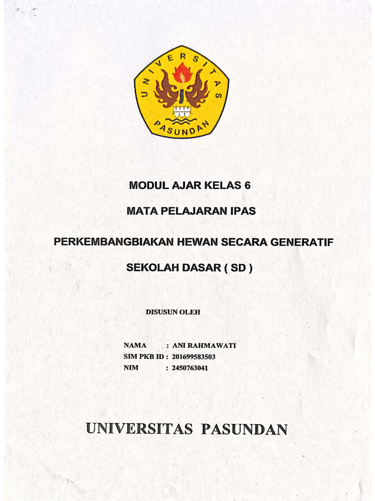 Modul Ajar Ipas Kelas 6 Ukin 2024 Ani Rahmawati | PDF