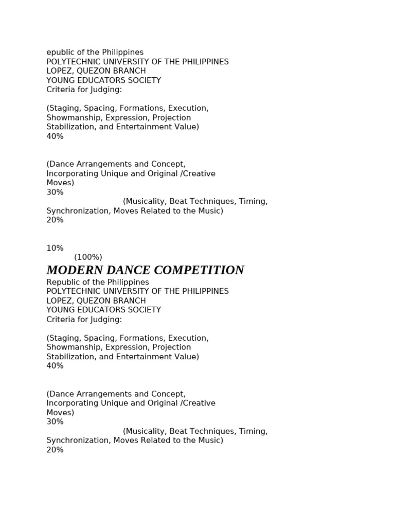 dance comp | PDF | Choreography | Dances