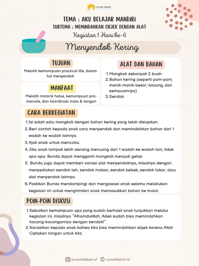 Kegiatan Mandiri: Menyendok dan Menuang | PDF