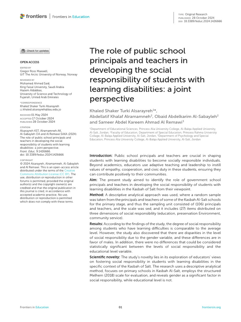 The Role of Public School Principals and Teachers | PDF | Statistics ...