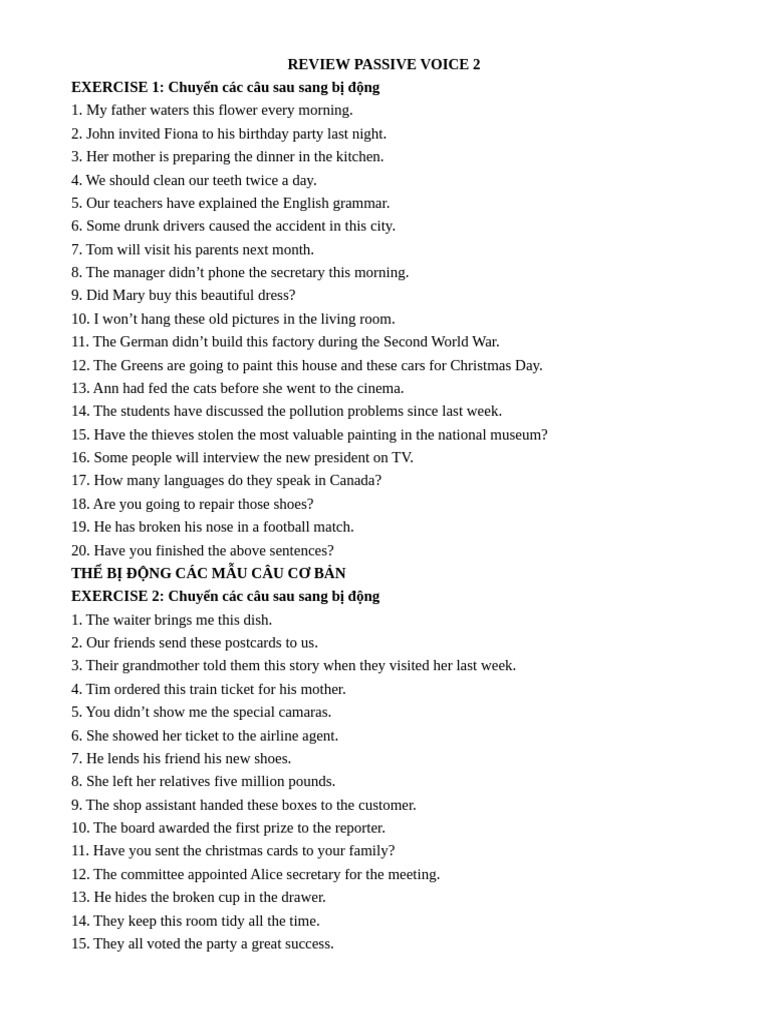 REVIEW PASSIVE VOICE 2 | PDF