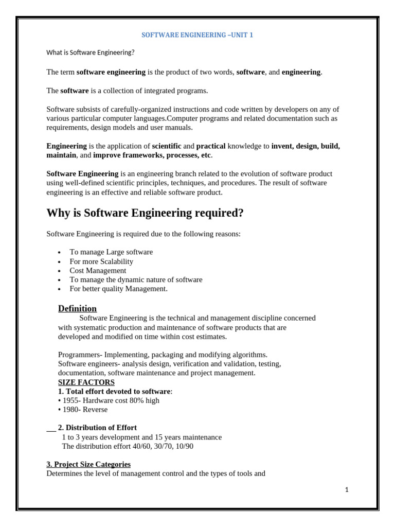 SE UNIT 1 | PDF | Software Development Process | Agile Software Development