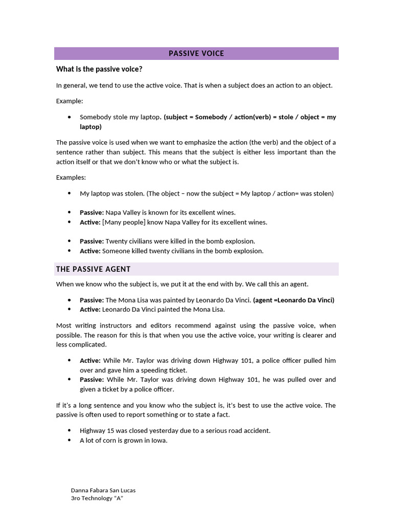 Passive Voice | PDF | Grammatical Tense | Verb