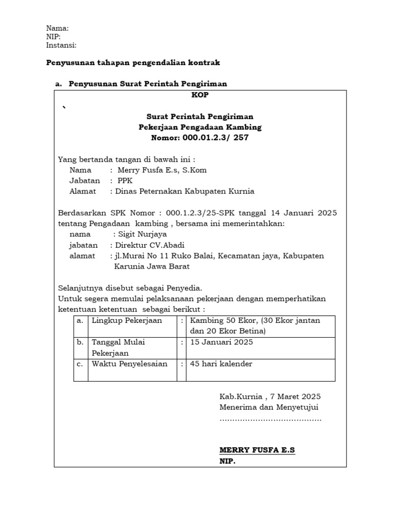 Lampiran 6 - Form SPP Dan Monitoring Jadwal Pengiriman Dan Pelaksanaan | PDF