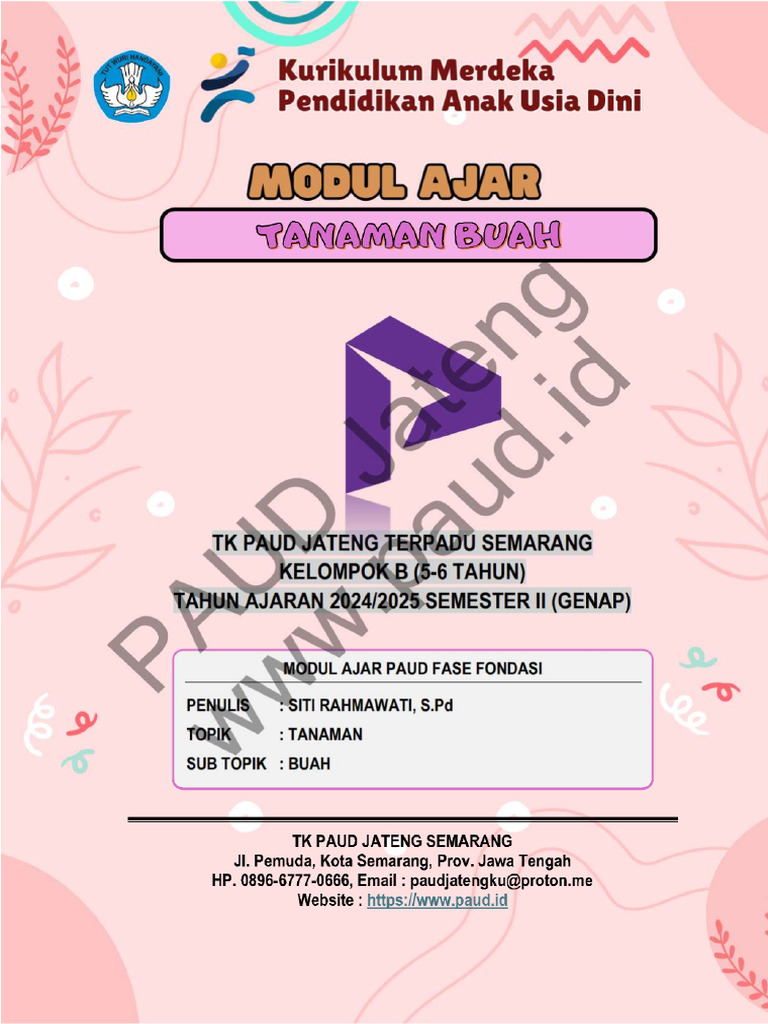 Modul Ajar Tanaman Buah PAUD 2024 | PDF