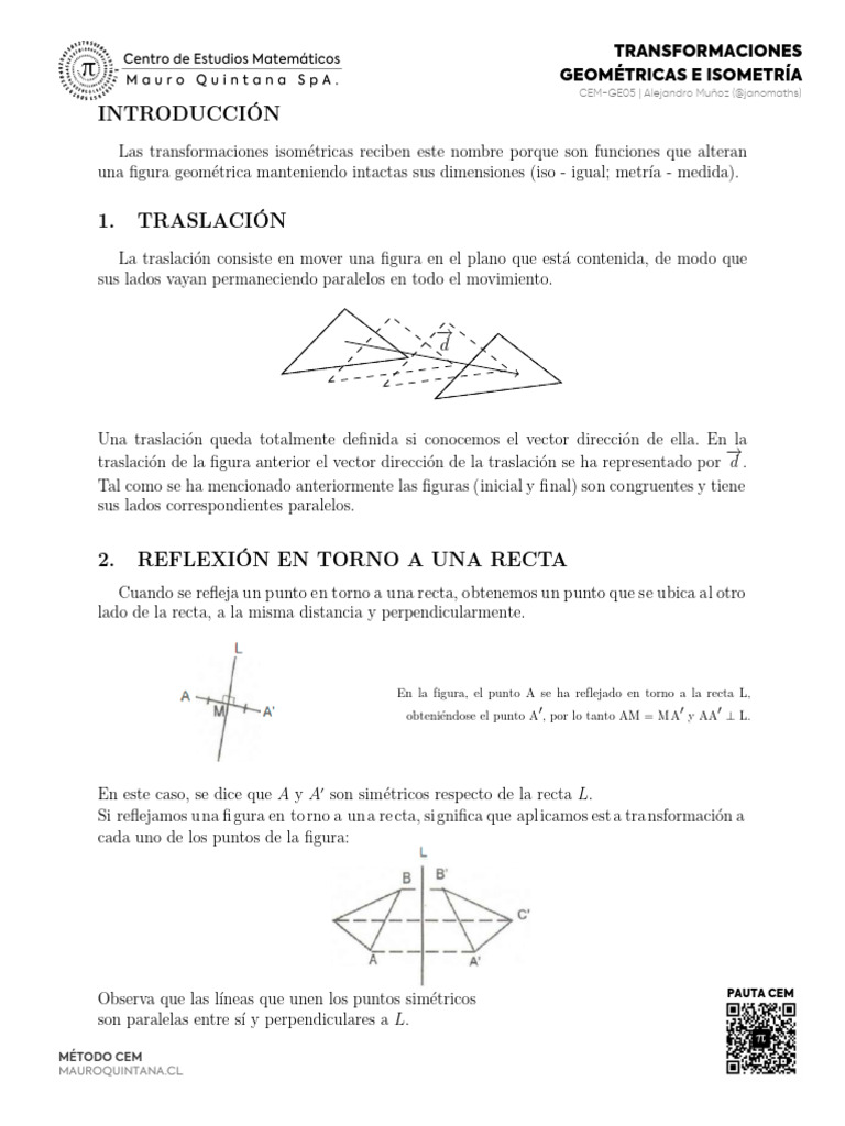 Transformaciones Isométricas en Geometría | PDF | Sistema de ...