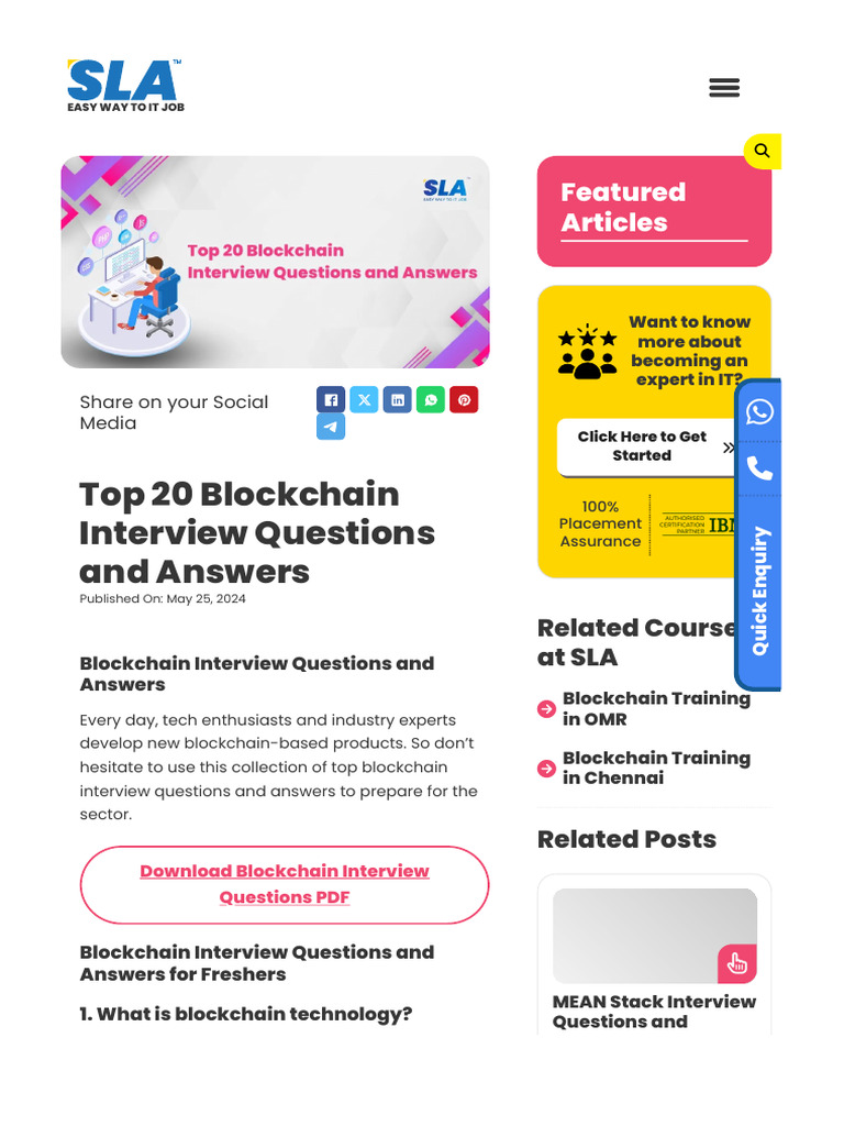 Top 20 Blockchain Interview Questions and Answers | PDF | Cryptocurrency | Bitcoin