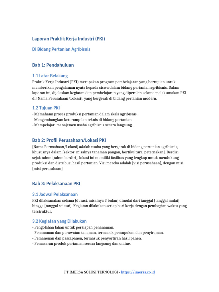 Laporan PKI Pertanian Agribisnis | PDF