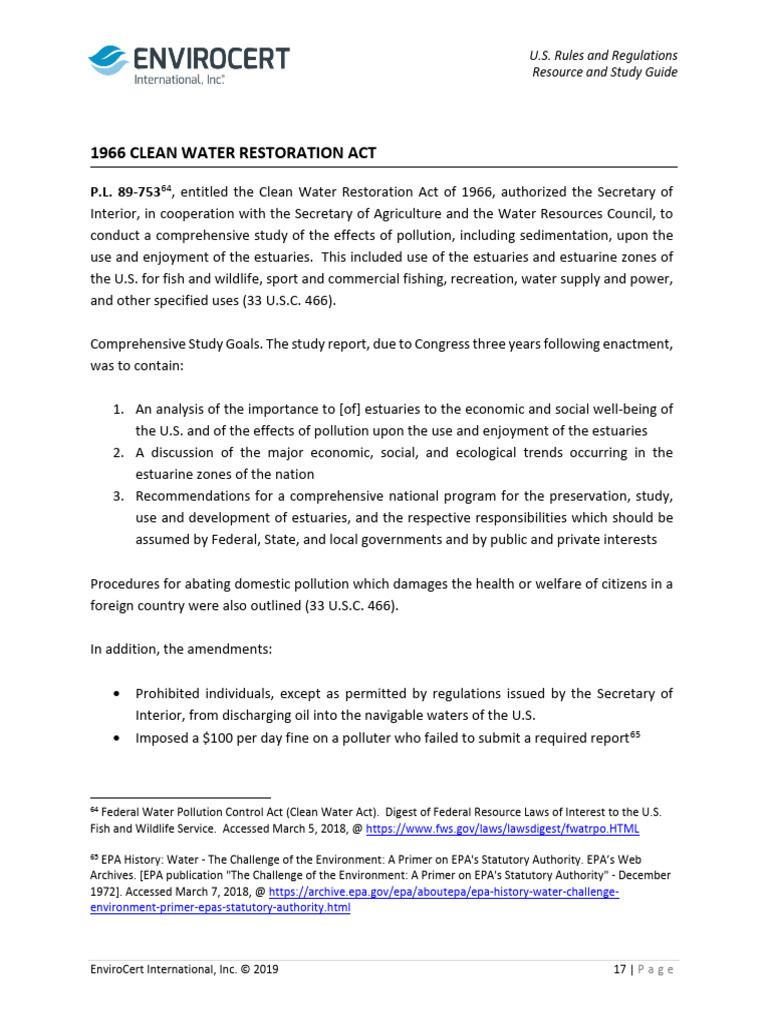 U.S. Clean Water Regulations Overview | PDF | Clean Water Act | Water ...