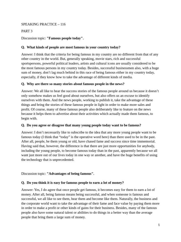 Speaking Practice Part 3 116 | PDF | Human Communication