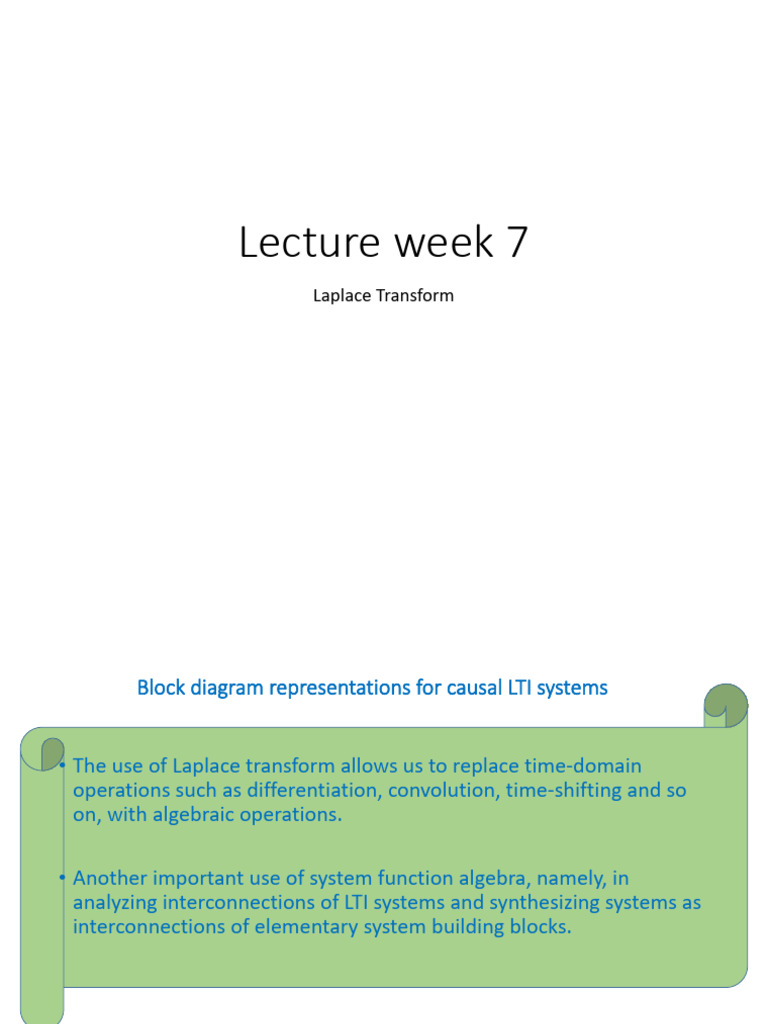 Lecture week 7_laplace | PDF | Control Theory | Laplace Transform