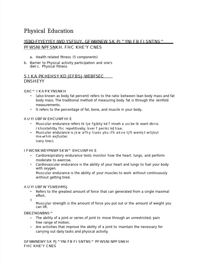 PDF Physical Education Self Assesses Hrf Status Barrier to Physical Activity Participation and ...