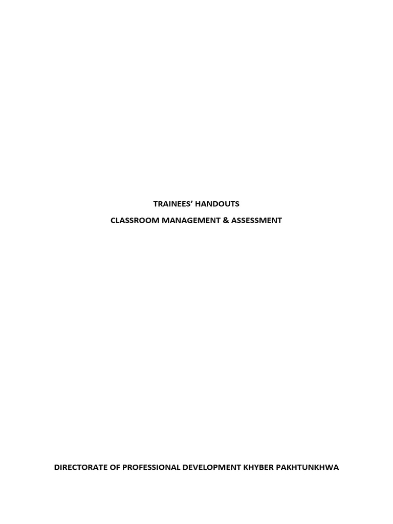 Classroom Management & Assessment IP-IV Handbook | PDF | Educational ...