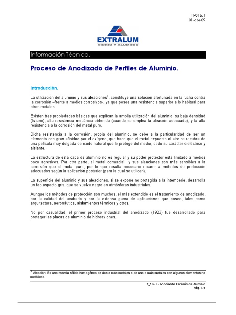 Anodizado | Descargar gratis PDF | Óxido de aluminio | Aluminio