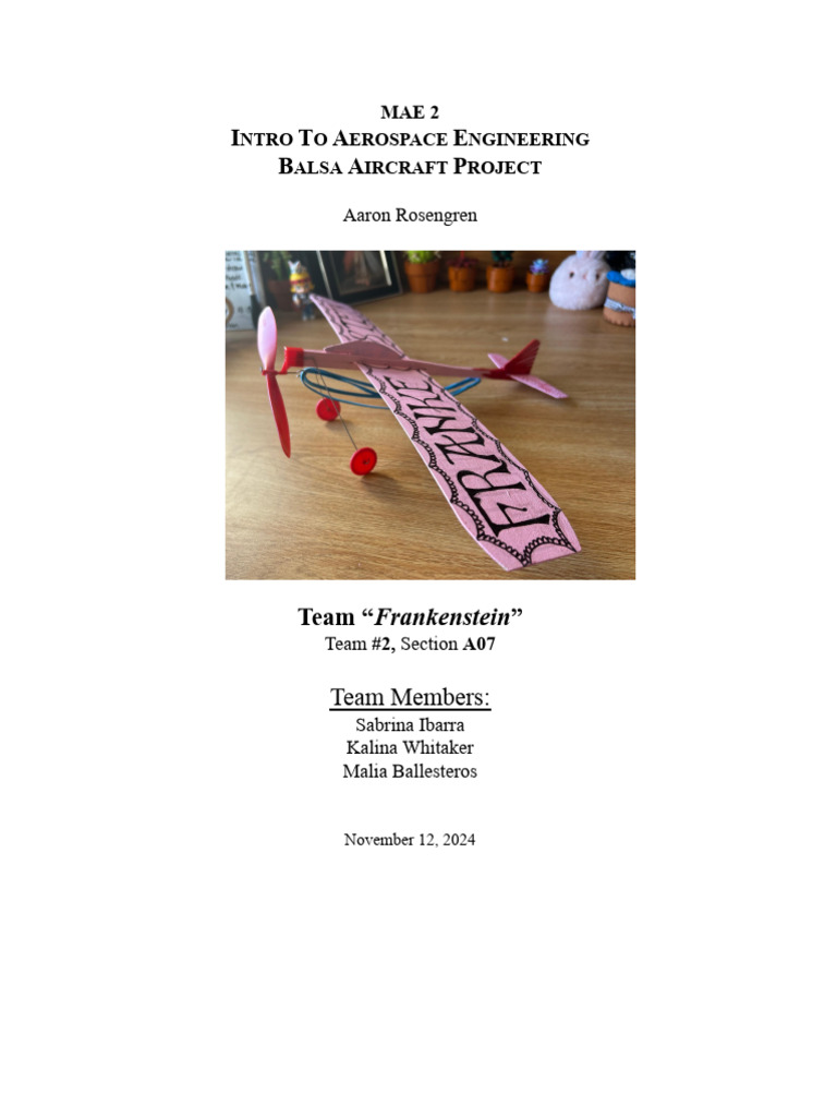Balsa Airplane Project | PDF | Airplane | Lift (Force)