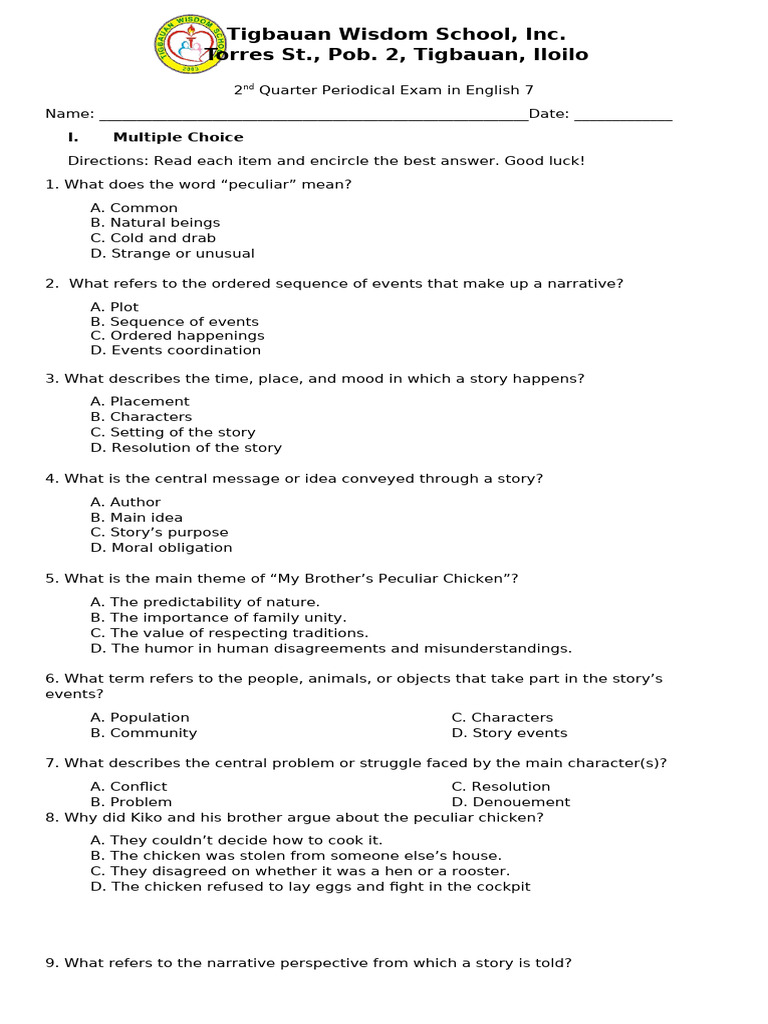 Q2 ENG7 PT | PDF | Narration | Plot (Narrative)