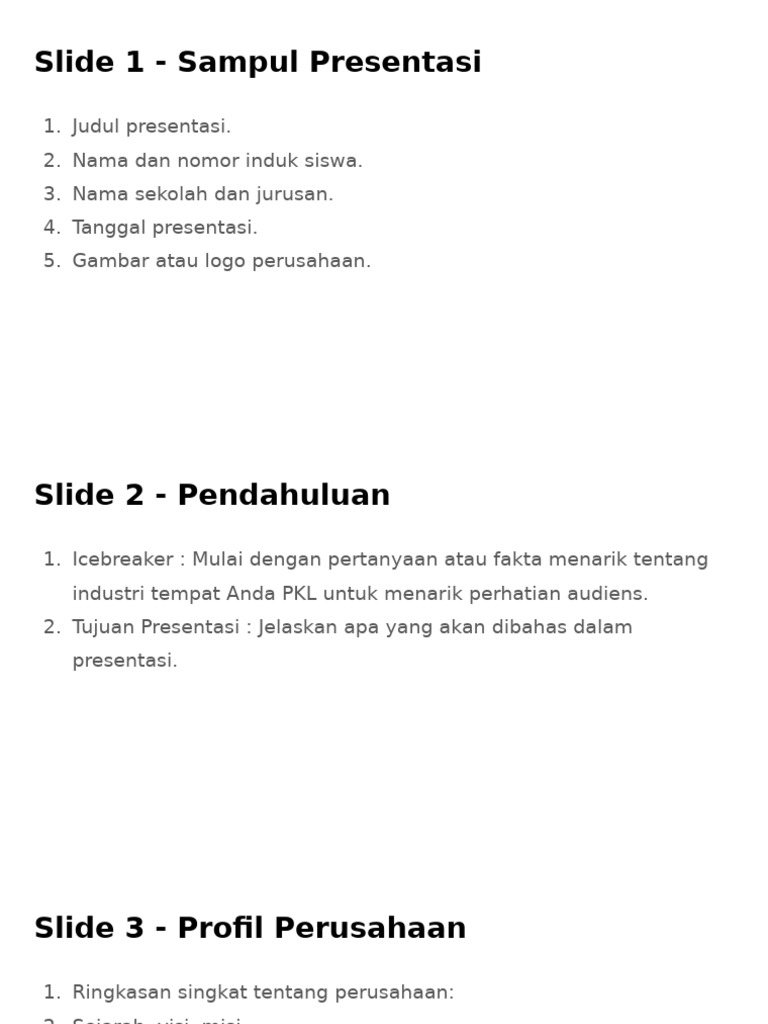 Struktur Presentasi Ujian PKL | PDF