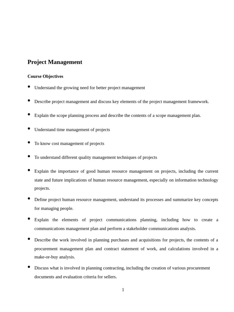 Project Management Course Guide | PDF | Net Present Value | Project ...