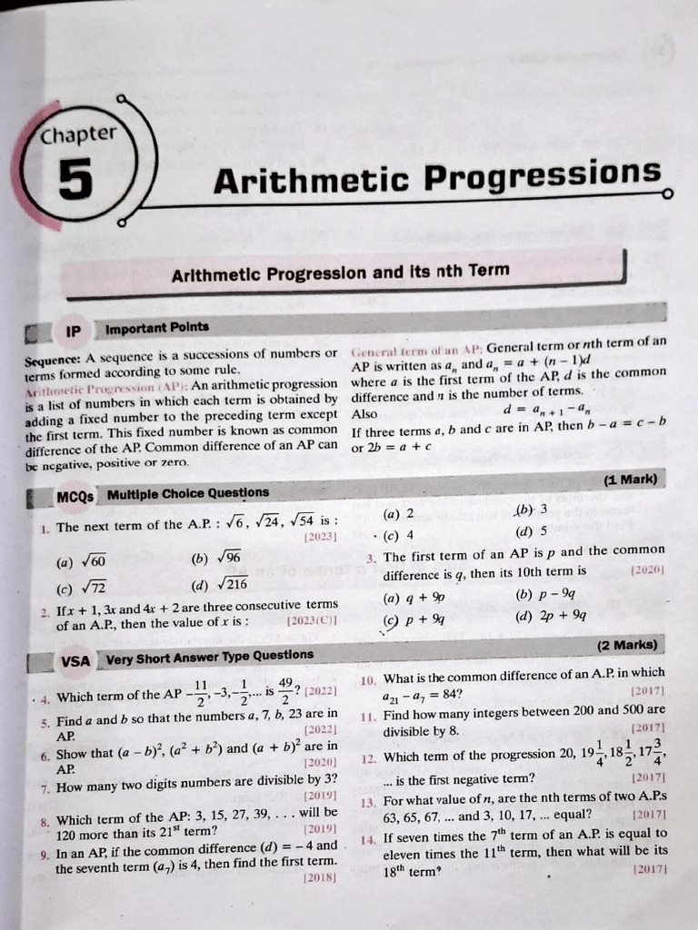 Arithmetic Progression Pyqs | PDF | Numbers | Mathematics